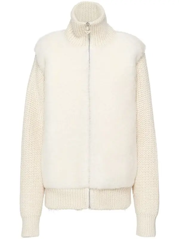 Prada Alpaca Zip-up Cardigan