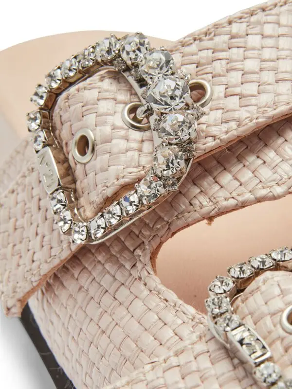 N°21 Crystal-embellished Woven Slides