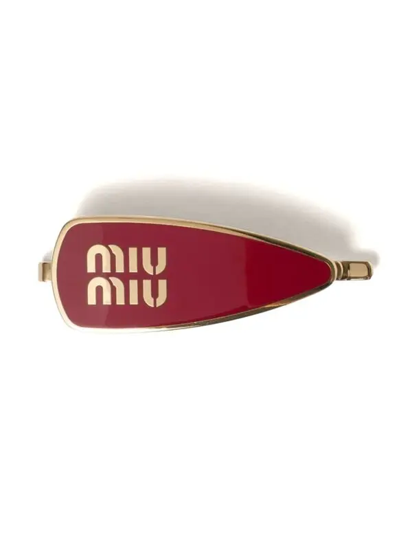 Miu Miu Engraved-logo Enamel Hair Clip - Red