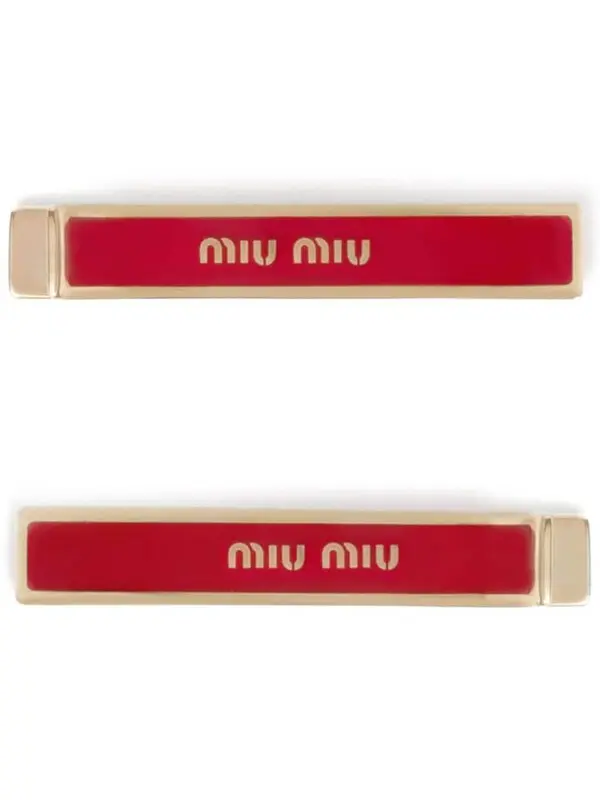 Miu Miu Logo-engraved Hair Clips - Red