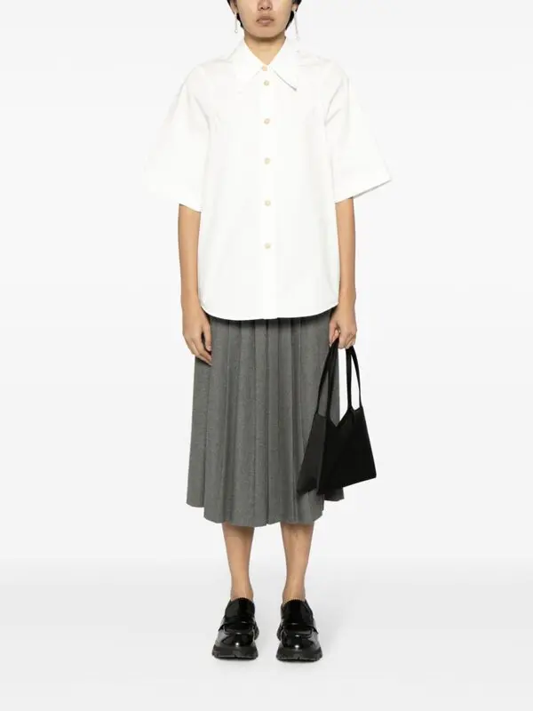 LOW CLASSIC Pointed-collar Cotton Shirt - White