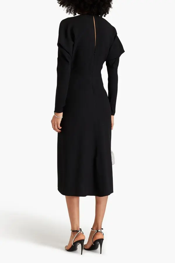 Victoria Beckham Pleated Crepe Midi Dress In Black - 50% Off | Editorialist
