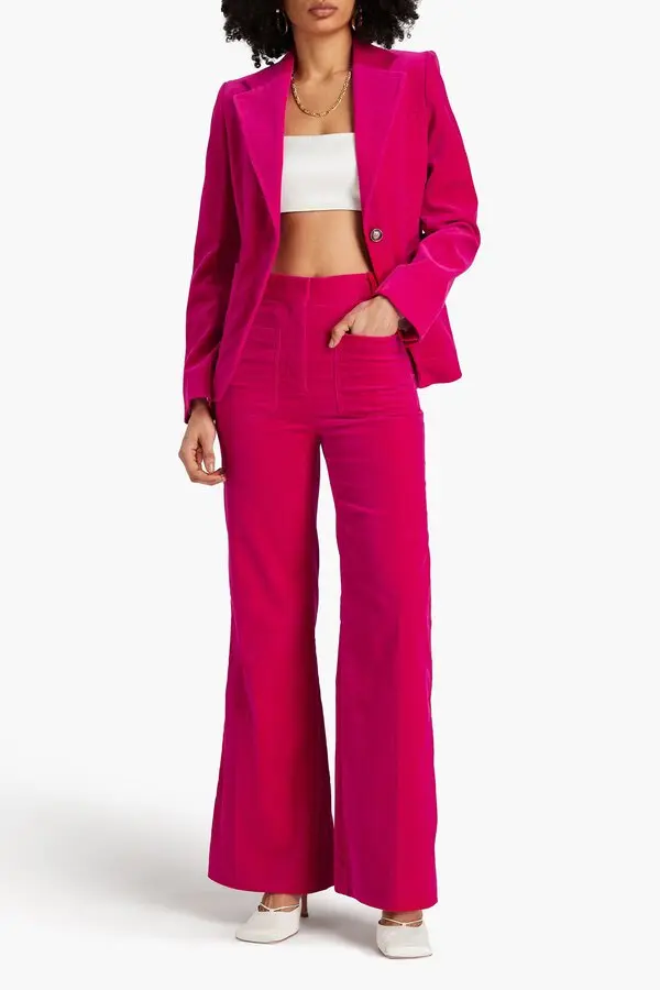 Victoria Beckham Cotton-blend Velvet Blazer - Fuchsia
