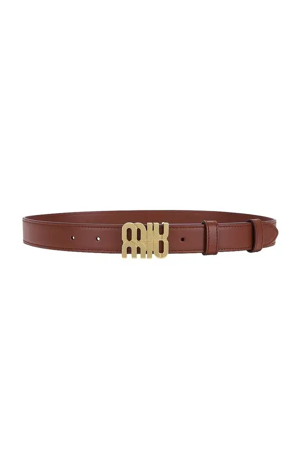 Miu Miu Leather Belt In Brown - Tabacco | Editorialist display picture 3