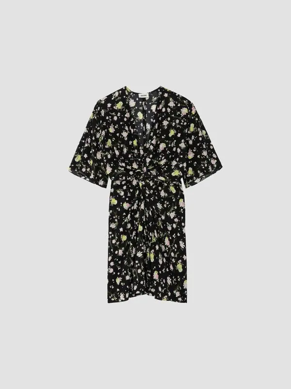 Zadig&Voltaire Rozom Soft Crinkle Roses Minidress - Noir