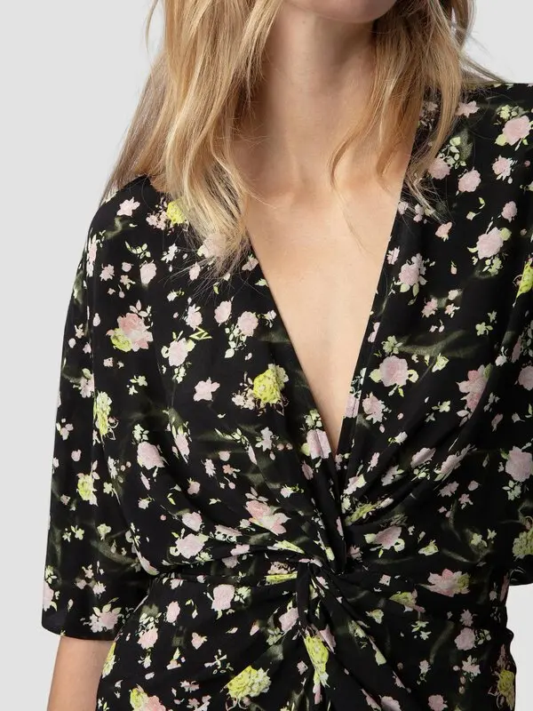Zadig&Voltaire Rozom Soft Crinkle Roses Minidress