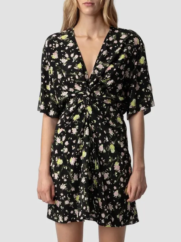 Zadig&Voltaire Rozom Soft Crinkle Roses Minidress
