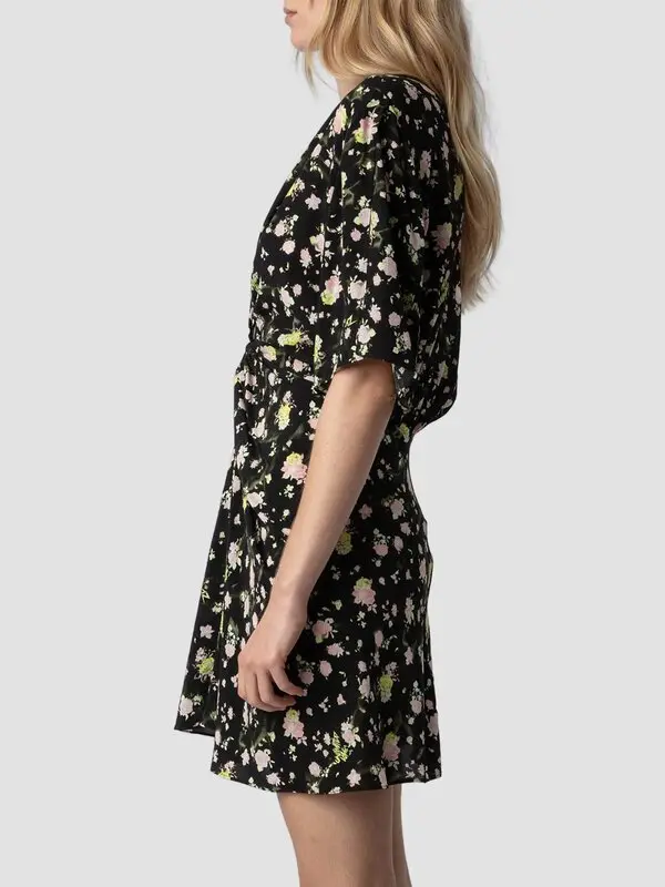 Zadig&Voltaire Rozom Soft Crinkle Roses Minidress