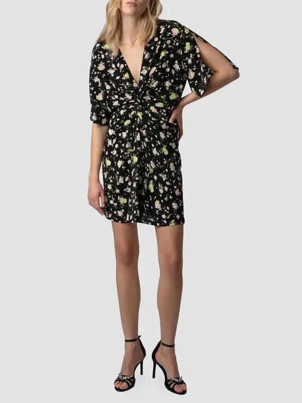 Zadig&Voltaire Rozom Soft Crinkle Roses Minidress