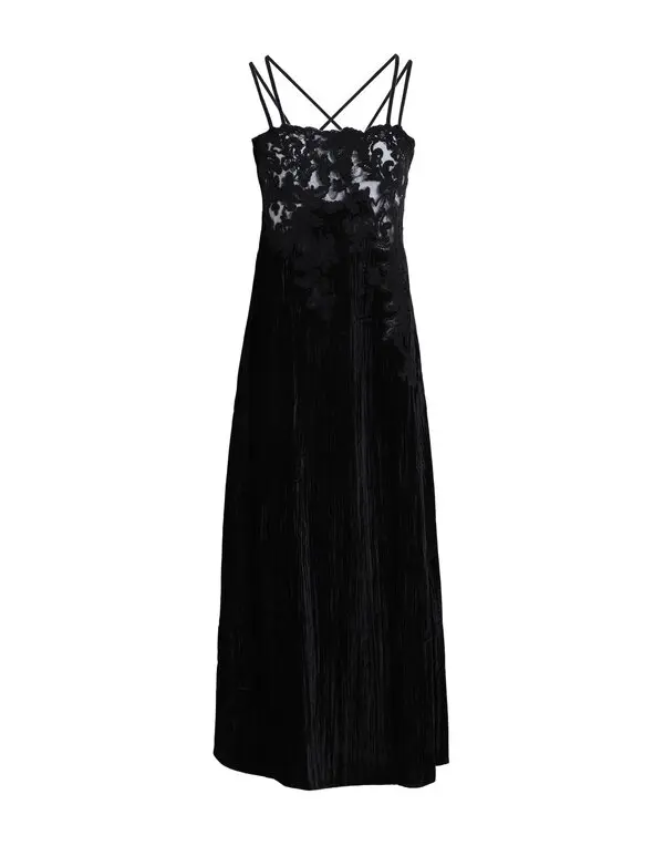 Velvet Lace Trim Maxi Dress