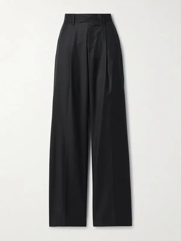 BEARE PARK Pleated Wool-twill Wide-leg Pants