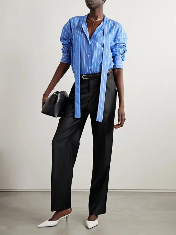 BEARE PARK Pleated Wool-twill Wide-leg Pants
