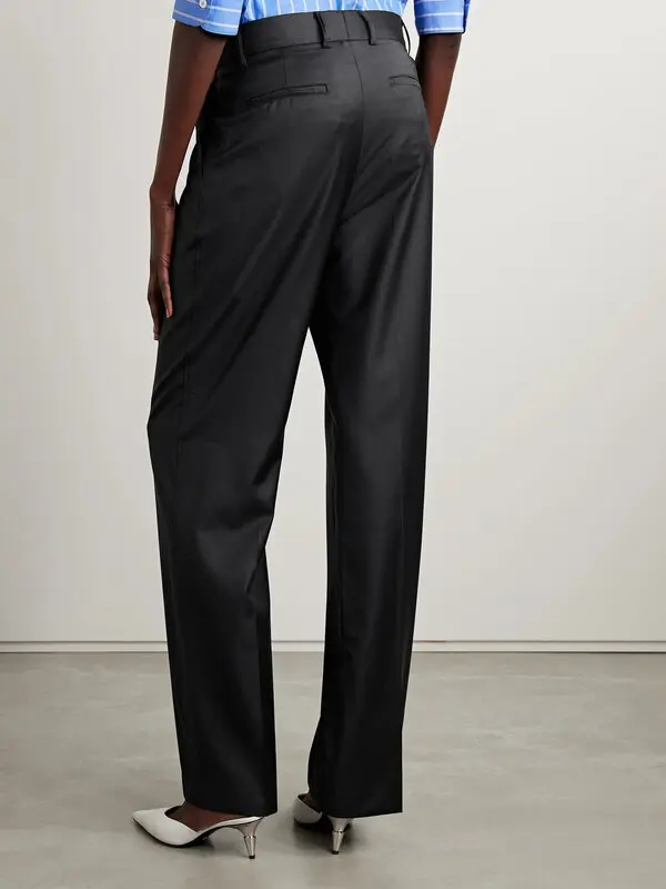 BEARE PARK Pleated Wool-twill Wide-leg Pants
