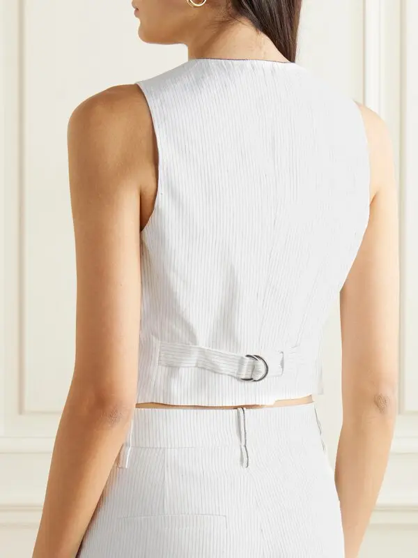 Brunello Cucinelli Pinstriped Linen-blend Vest