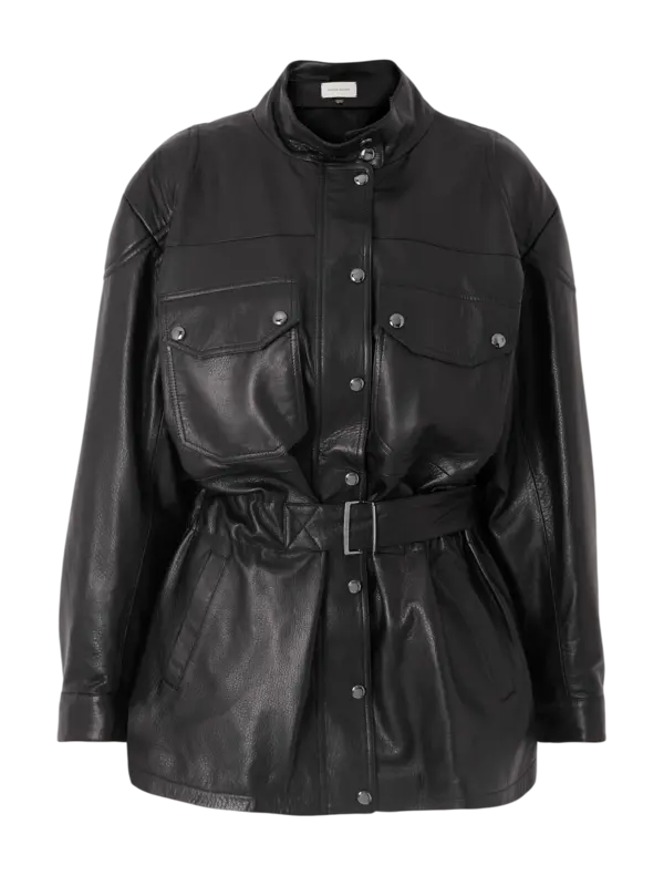 Magda Butrym Belted Leather Jacket - Black
