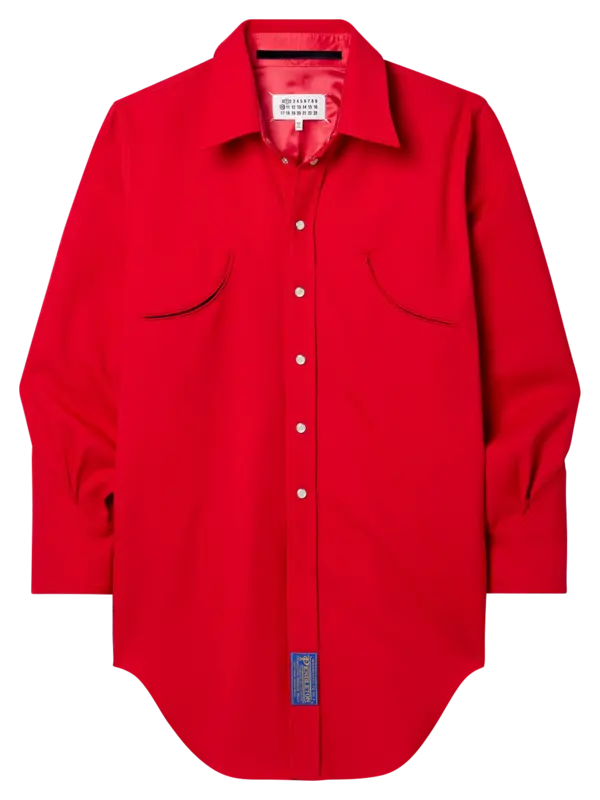 MAISON MARGIELA Tie-detailed Wool-twill Shirt