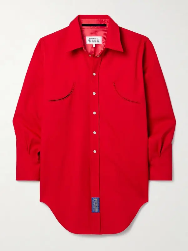 MAISON MARGIELA Tie-detailed Wool-twill Shirt