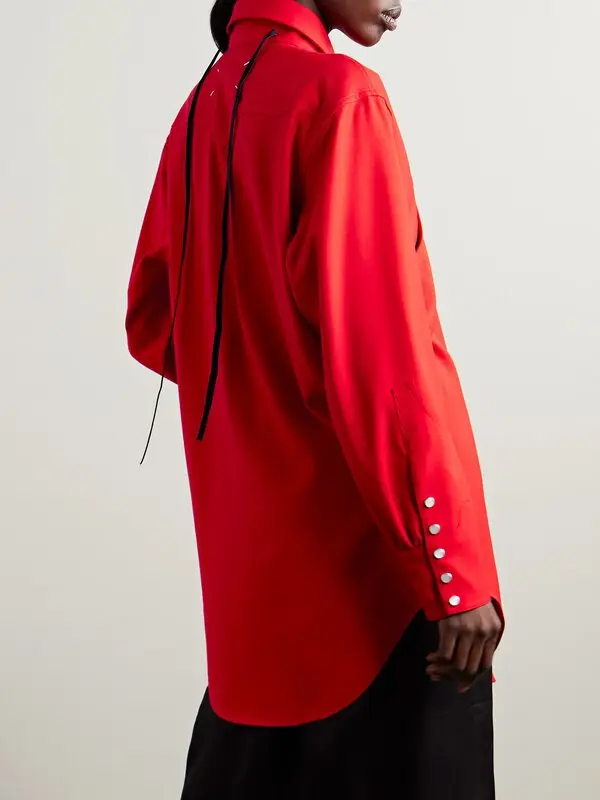 MAISON MARGIELA Tie-detailed Wool-twill Shirt