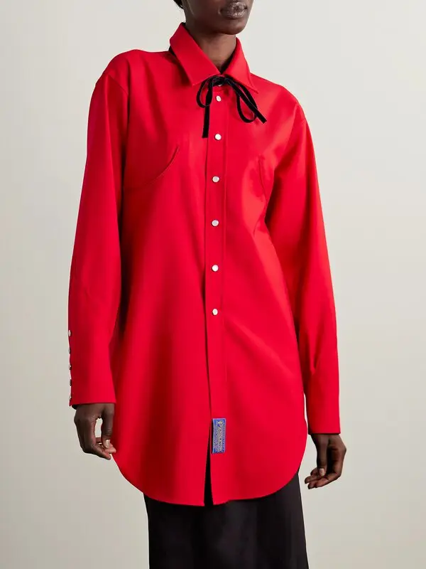 MAISON MARGIELA Tie-detailed Wool-twill Shirt