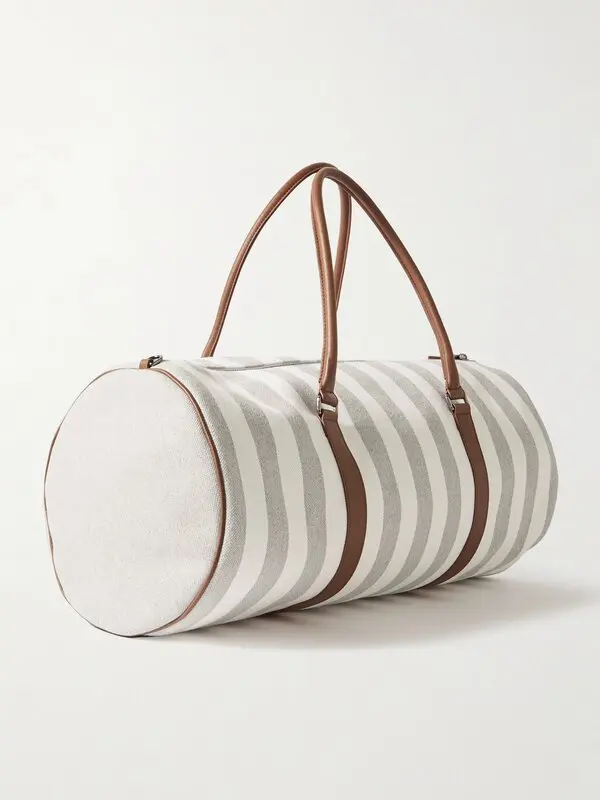 Brunello Cucinelli Leather-trimmed Striped Duffle Bag