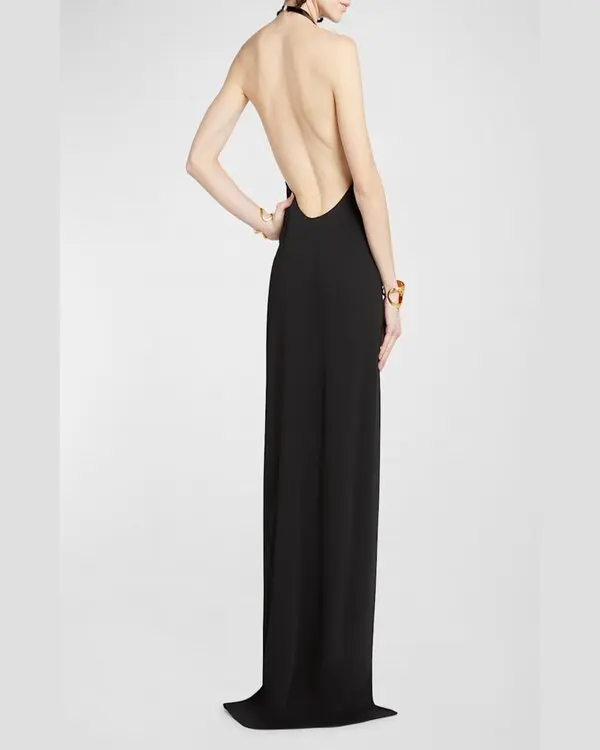 Tom Ford Halter Backless Evening Dress In Black - 50% Off
