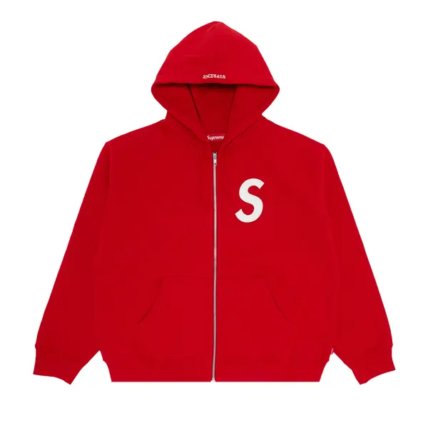 Supreme S Logo Zip Up Hooded Sweatshirt - Red | Editorialist