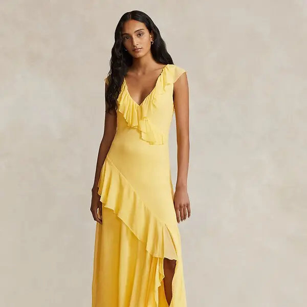ralph lauren yellow lace dress Ralph Lauren yellow lace fitted dress size 2