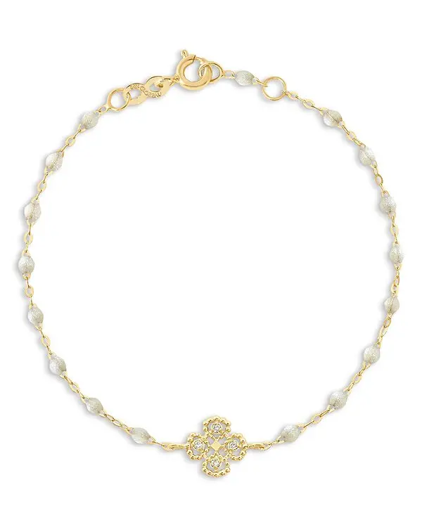 Gigi Clozeau 18k Yellow Gold Diamond Clover Bracelet - Opal