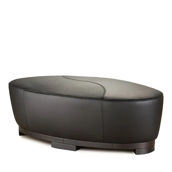 GIUSEPPE NICOLETTI Hollister Oval Leather Ottoman - Bull Black