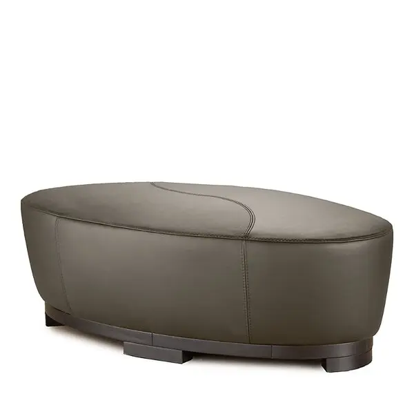 GIUSEPPE NICOLETTI Hollister Oval Leather Ottoman - Bull Terra