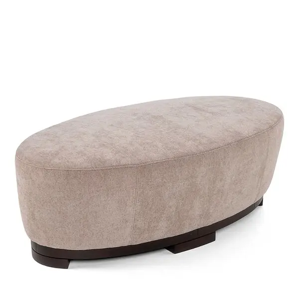 GIUSEPPE NICOLETTI Hollister Oval Fabric Ottoman - Riccio Celeste