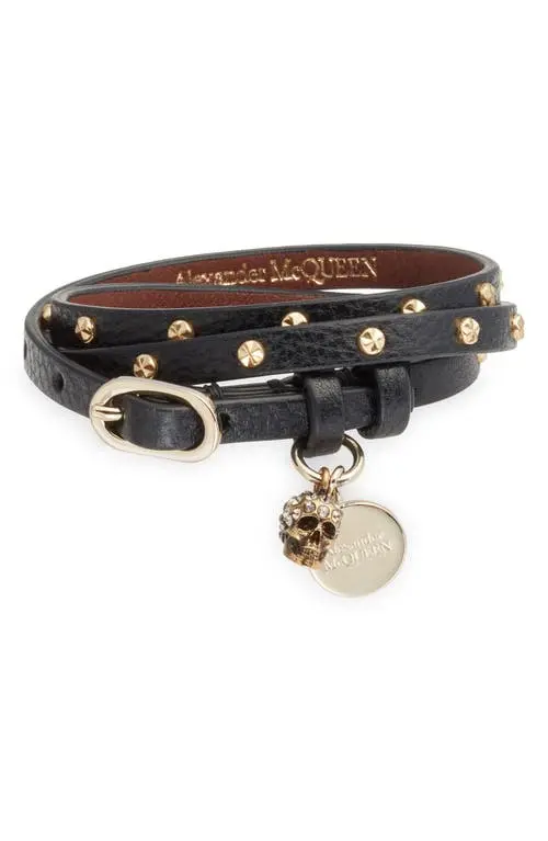 Alexander McQueen Hammered Studs Wrap Bracelet - Black