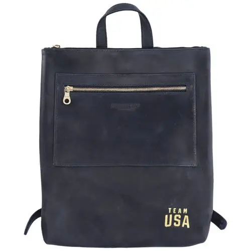 PARKER CLAY Team Usa Miramar Leather Backpack - Navy