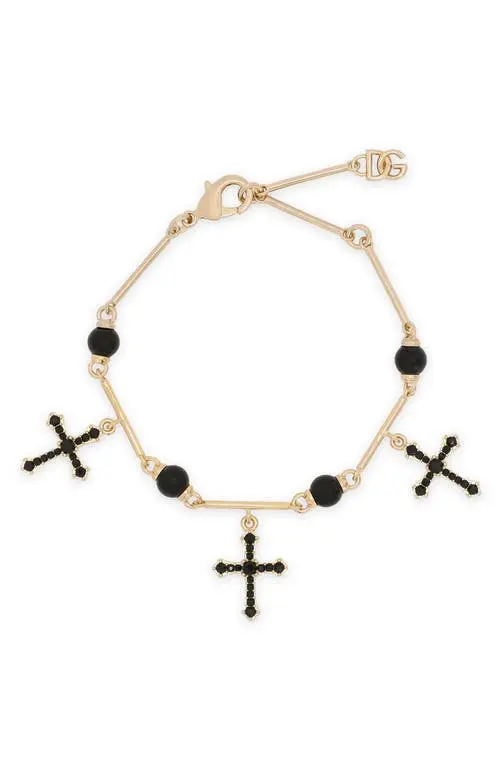 Dolce & Gabbana Dna Crystal Cross Charm Bracelet - Gold