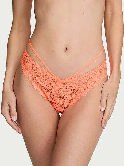Victoria's Secret Tease Sheer Shimmer High-leg Thong Panty - Orange