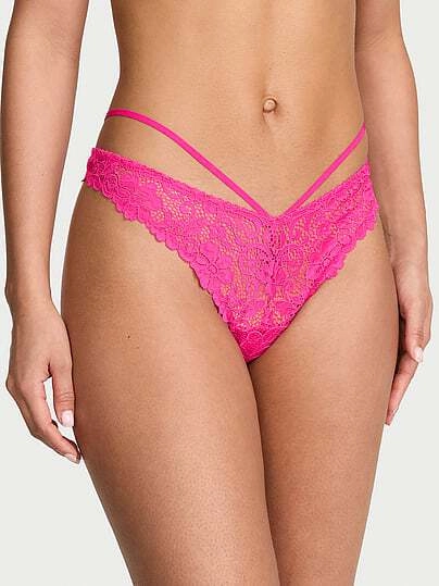 Victoria's Secret Tease Spider Embroidery Thong Panty - Pink