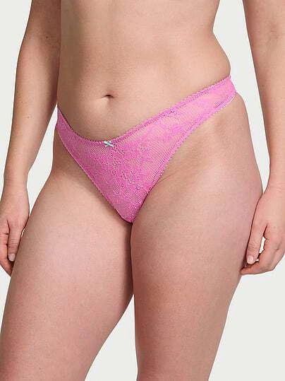 Victoria's Secret Tease Lace High-leg Thong Panty - Pink