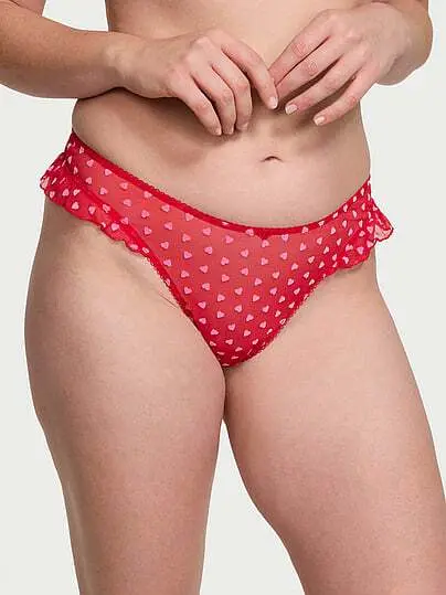 Victoria's Secret Tease Sheer Dot High-leg Thong Panty - Print