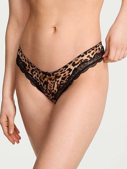 Victoria's Secret Tease Lace High-leg Thong Panty - Print