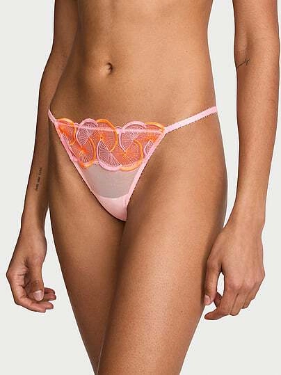 Victoria's Secret Tease Sexy Strappy Lace Thong Panty - Print