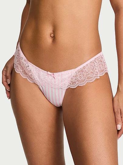 Victoria's Secret Tease Lace High-leg Thong Panty - Print