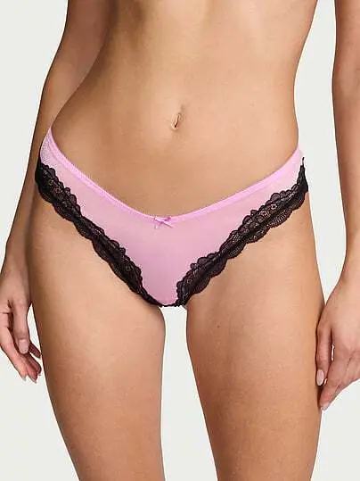 Victoria's Secret Tease Sheer Dot High-leg Thong Panty - Purple