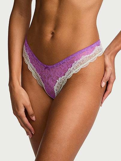 Victoria's Secret Tease Spider Embroidery Thong Panty - Purple