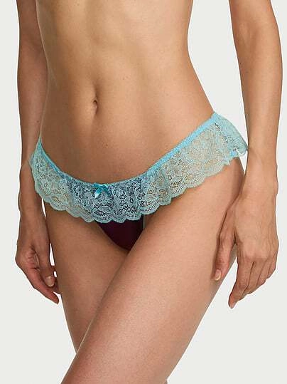 Victoria's Secret Tease Fresh Squeezed Embroidery Hardware Thong Panty - Purple