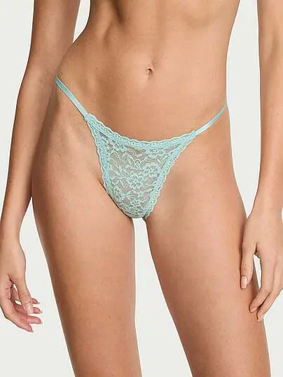 Victoria's Secret The Lacie Lace String Thong Panty - Blue