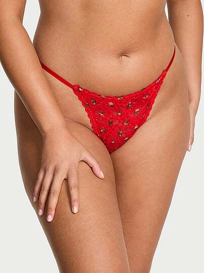 Victoria's Secret The Lacie Lace String Thong Panty - Floral