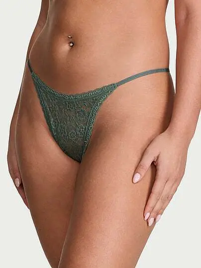 Victoria's Secret The Lacie Lace-up Bow String Thong Panty - Green