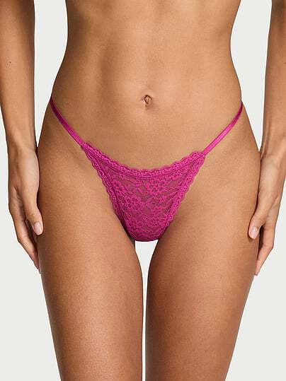 Victoria's Secret The Lacie Lace String Thong Panty - Pink