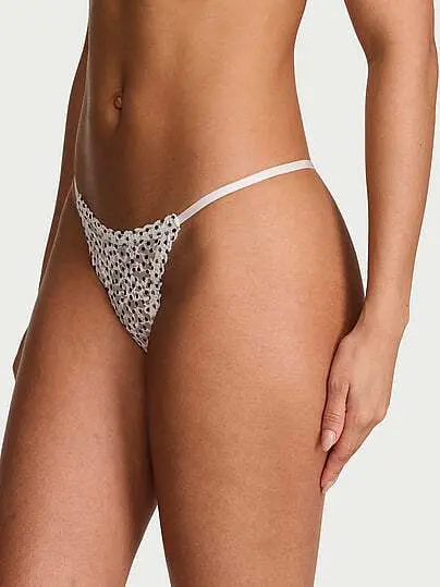 Victoria's Secret The Lacie Lace-up Bow String Thong Panty - Print