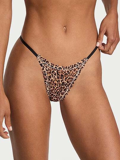 Victoria's Secret The Lacie Lace-up Bow String Thong Panty - Print